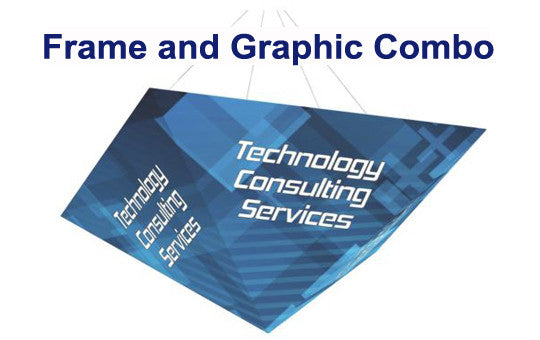 Four Sided Pyramid Trade Show Hanging Banner Display - Lets Go Banners